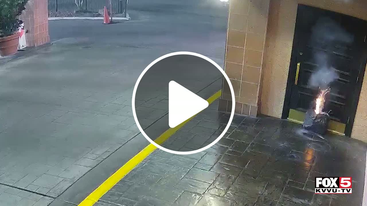 Surveillance video shows moment a device exploded outside of a ...