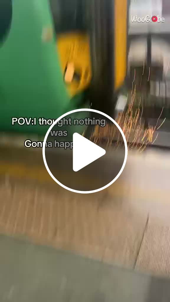 Unexpected moment as a train glides over an umbrella & causes sparks ...