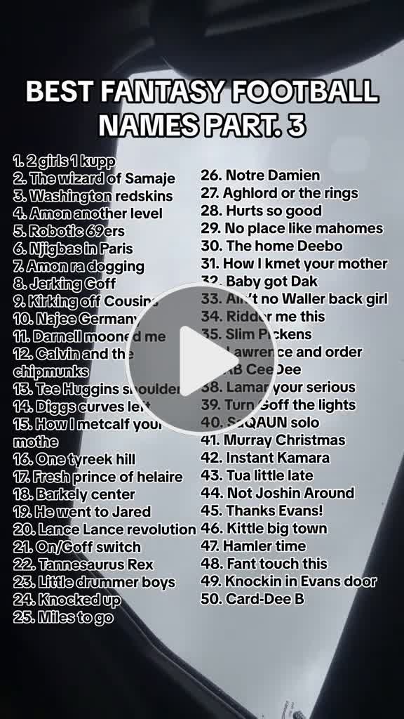 WHAT FUNNY FANTASY FOOTBALL TEAM NAMES ARE YOU GUYS USING THIS YEAR ...