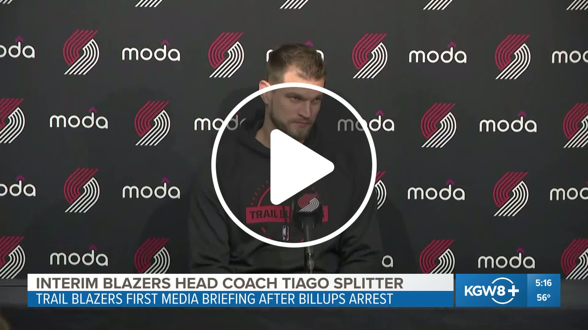 Blazers interim coach Tiago Splitter speaks to media, day after Billups ...