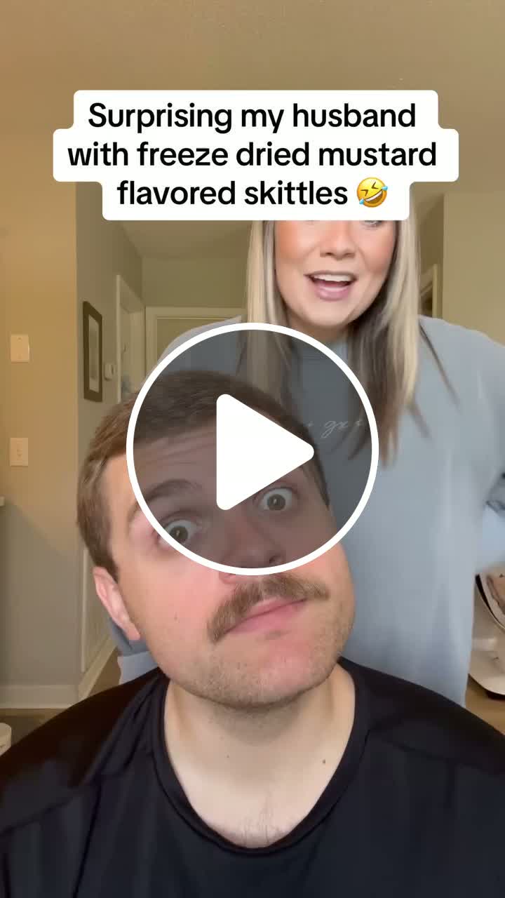 Surprising my husband with freeze dried mustardflavored skittles# ...