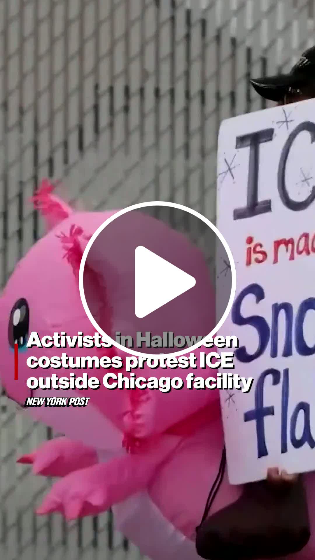 Activists in Halloween costumes protest ICE outside Chicago facility ...