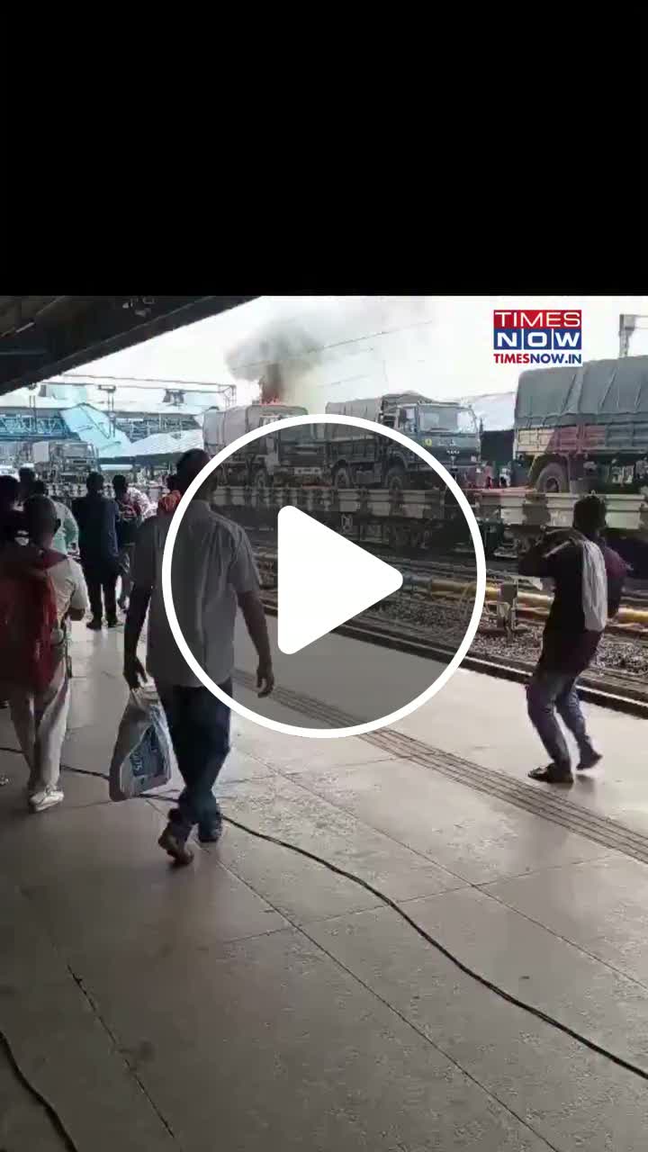 A fire broke out in an Army truck loaded on a special goods train at ...