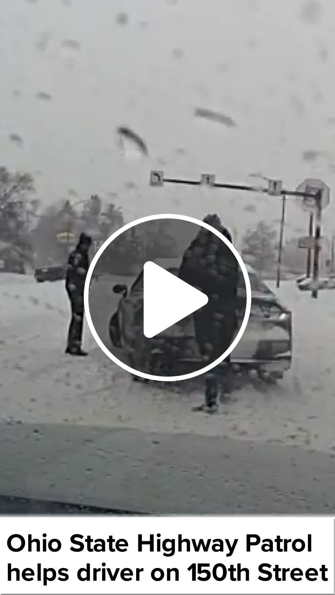 Ohio State Highway Patrol helps driver on snowy road on 150th Street in ...