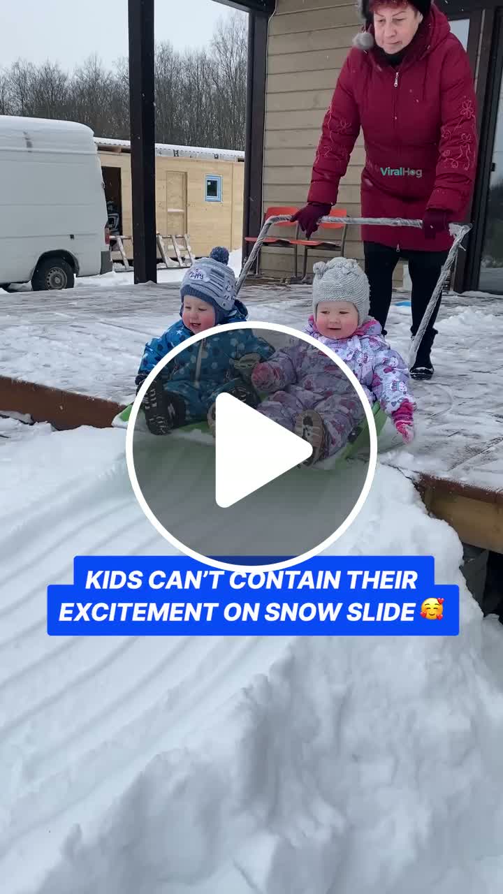 Kids can t contain their excitement on snow slide - NewsBreak