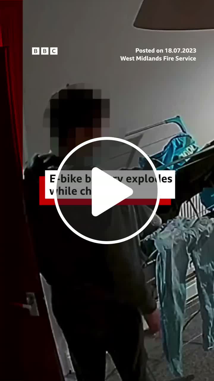 This is the moment an e-bike battery exploded while on charge in the UK ...