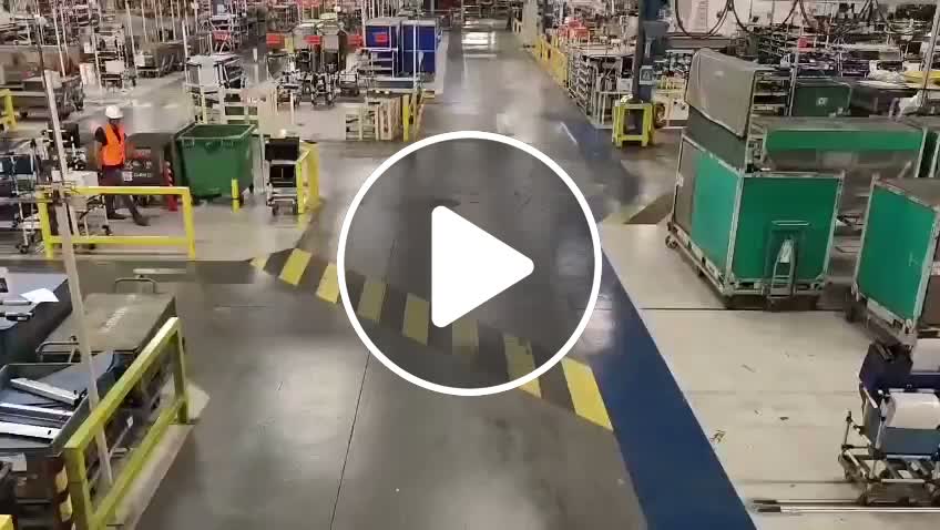 This factory safety system uses light projections to mark walkways and ...