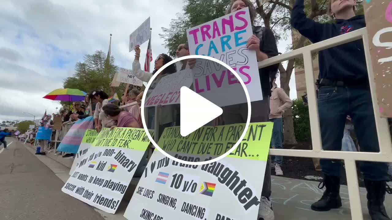 Protesters rally outside Rady Children's Hospital over end to gender ...