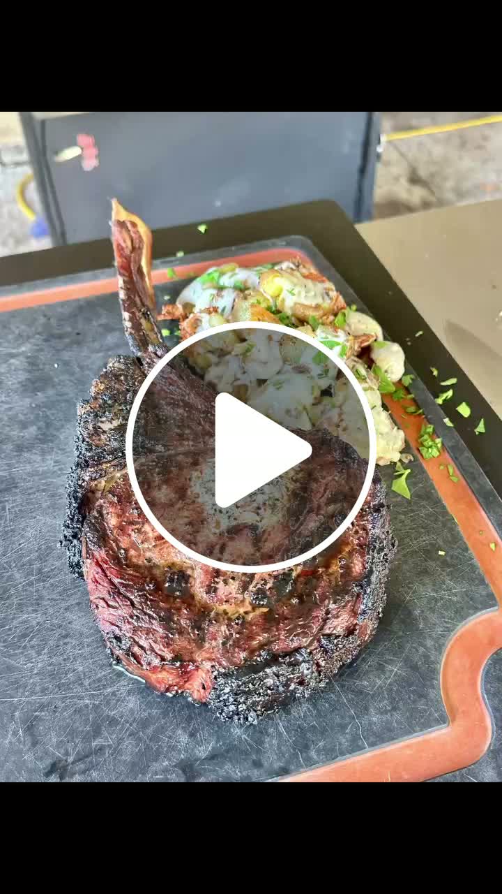 Garlic Herb Tomahawk Ribeye Steak 🥩 Served with crushed cheesy potatoes 🔥 . - NewsBreak