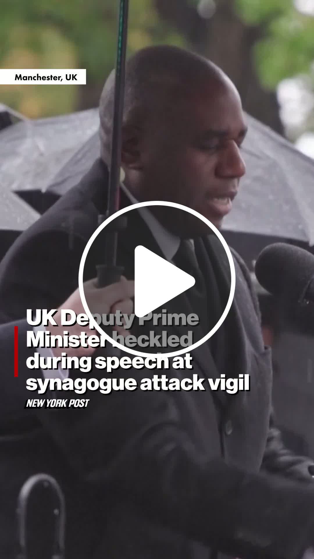 UK Deputy Prime Minister heckled during speech at synagogue attack ...