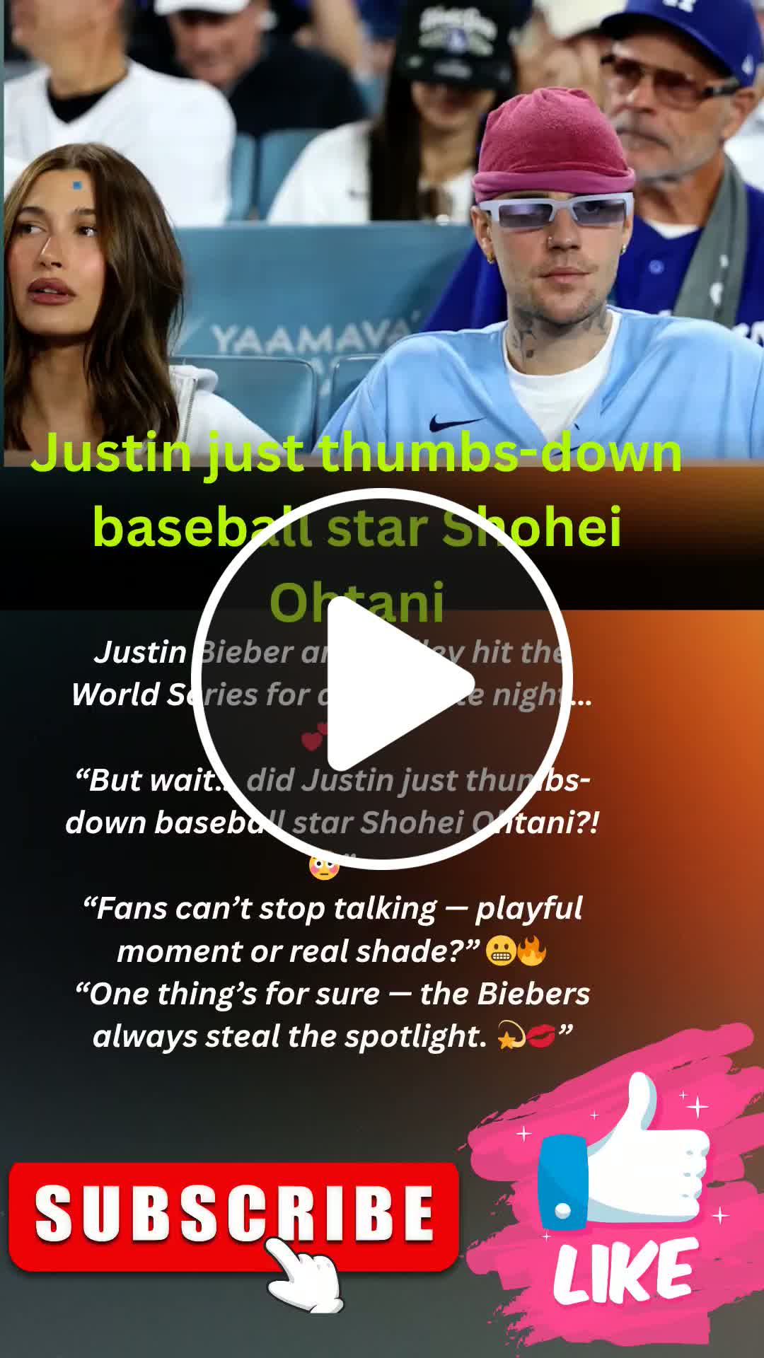 Justin Bieber Throws Shade at Shohei Ohtani During World Series Date ...