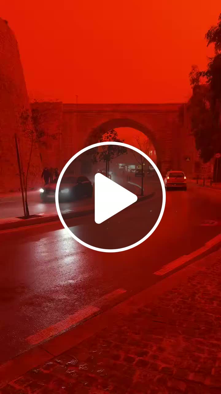 Skies turned blood-red as a massive dust storm swept across Greece ...