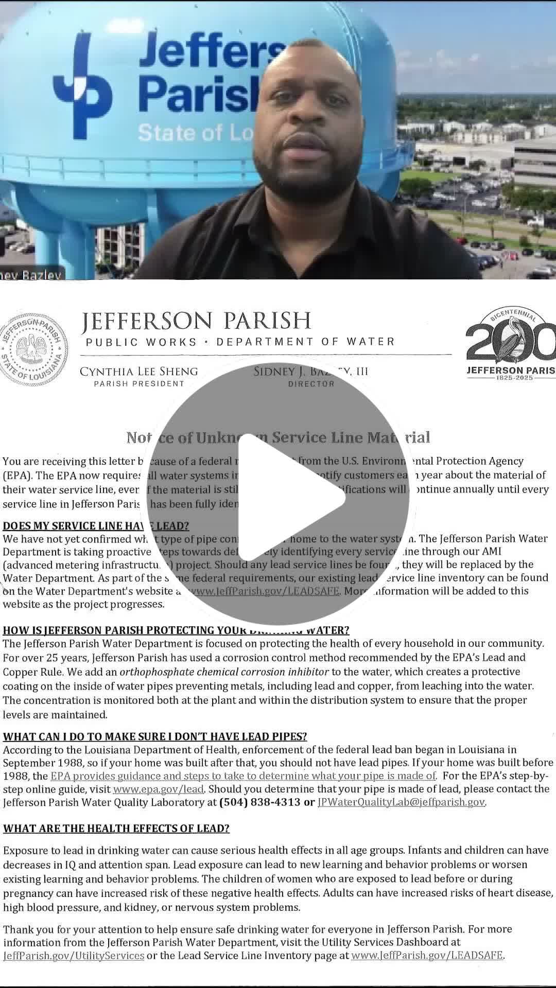 Confusion over Jefferson Parish waterline letters - NewsBreak