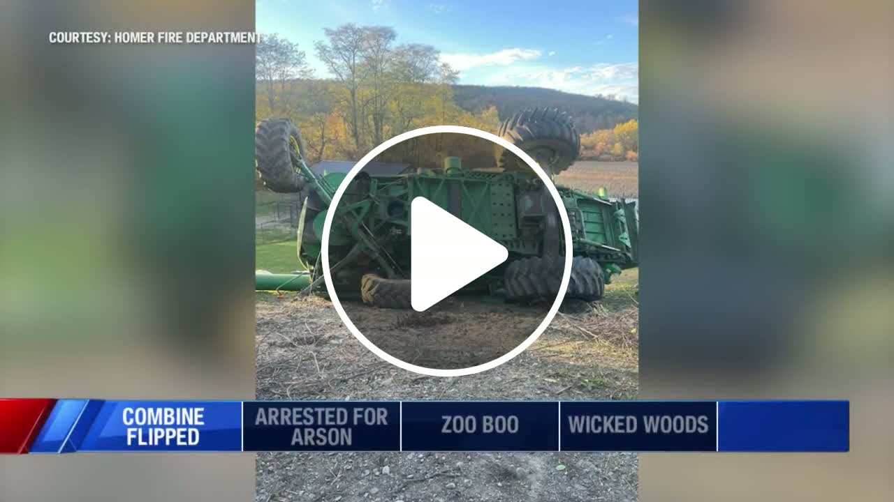 Man gets trapped inside flipped over combine - NewsBreak