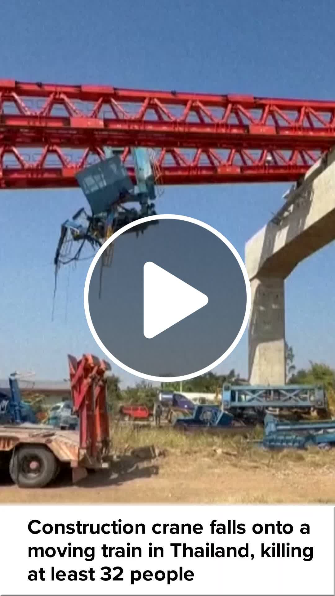 Construction crane falls onto a moving train in Thailand, killing at ...
