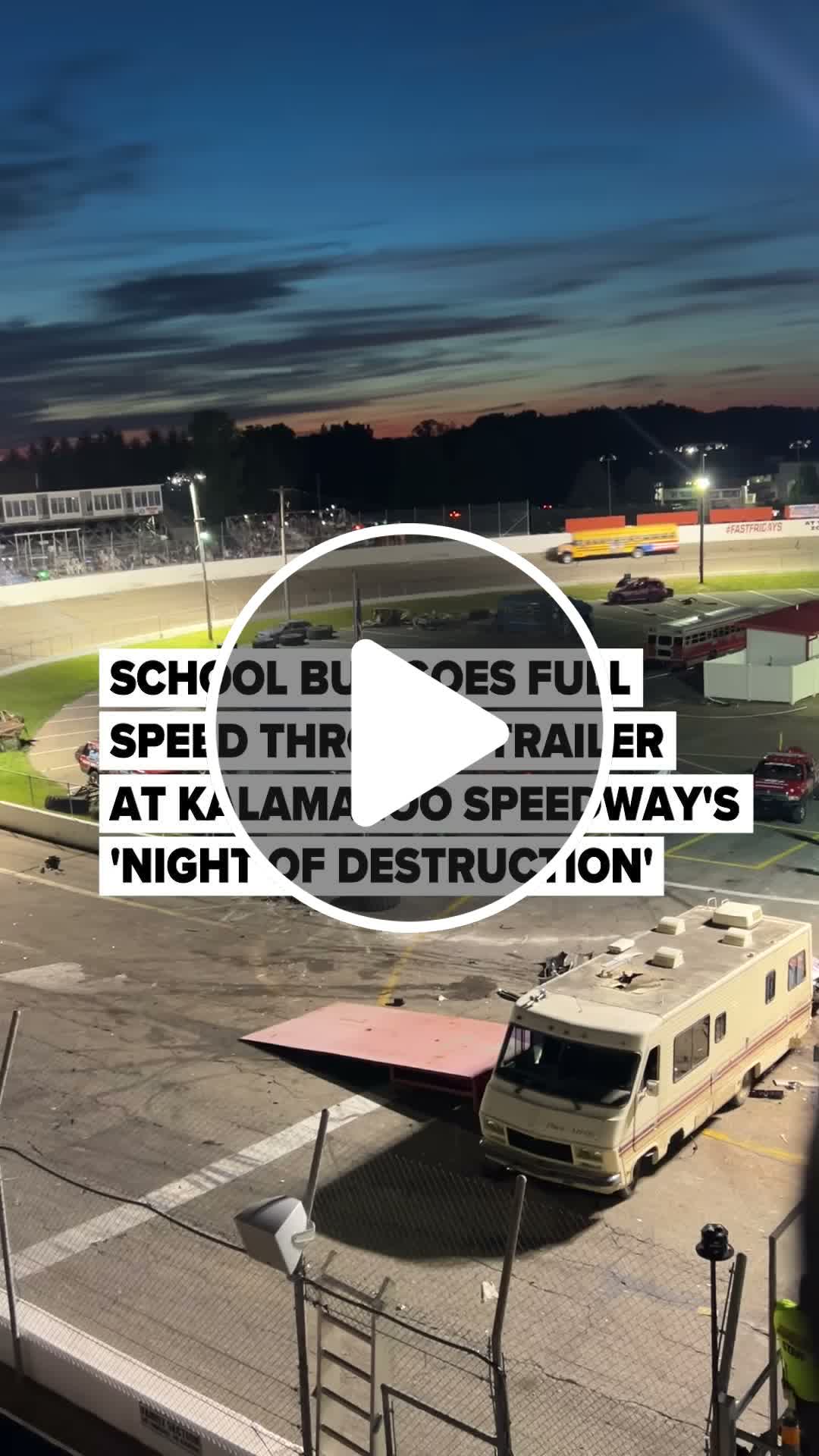 School bus destroys trailer at Kalamazoo Speedway - NewsBreak