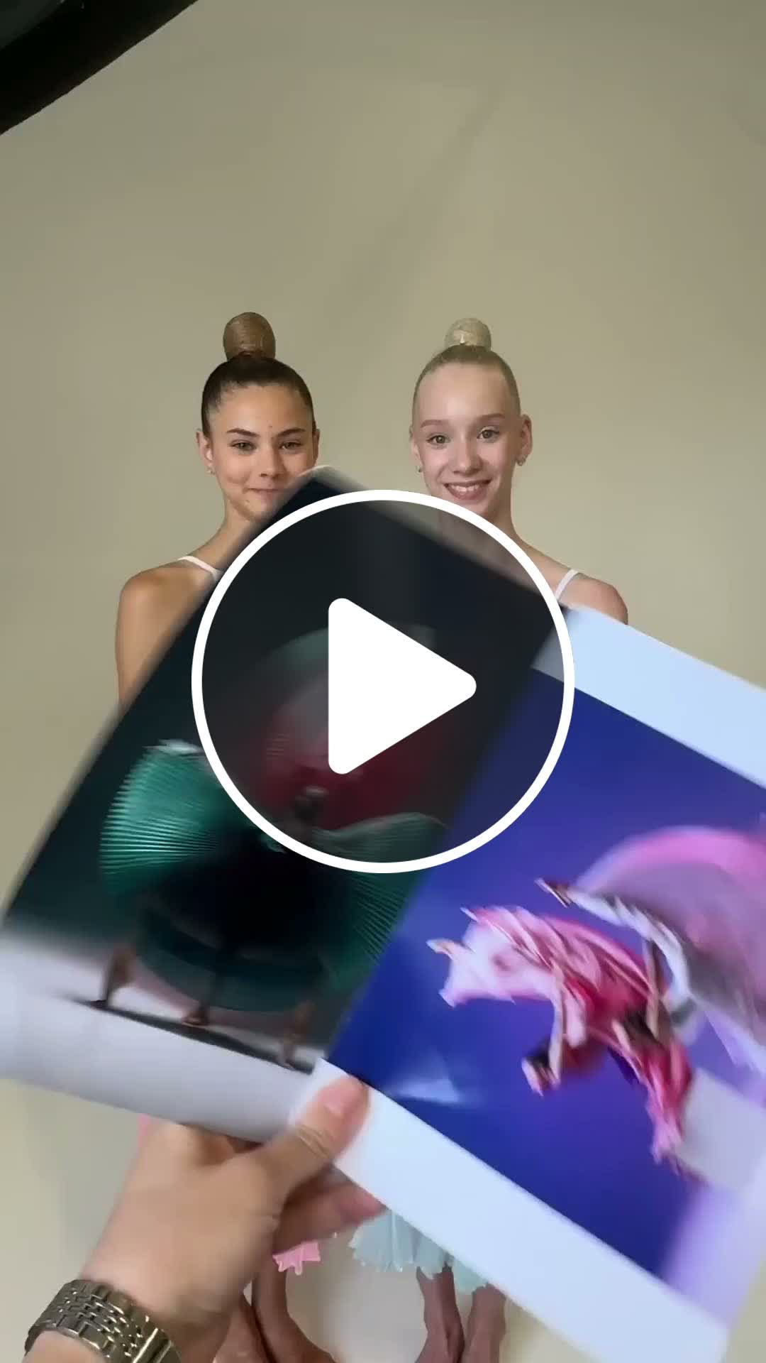 Model poses for photoshoot📸 Rhythmic gymnastics. Models Polina and ...