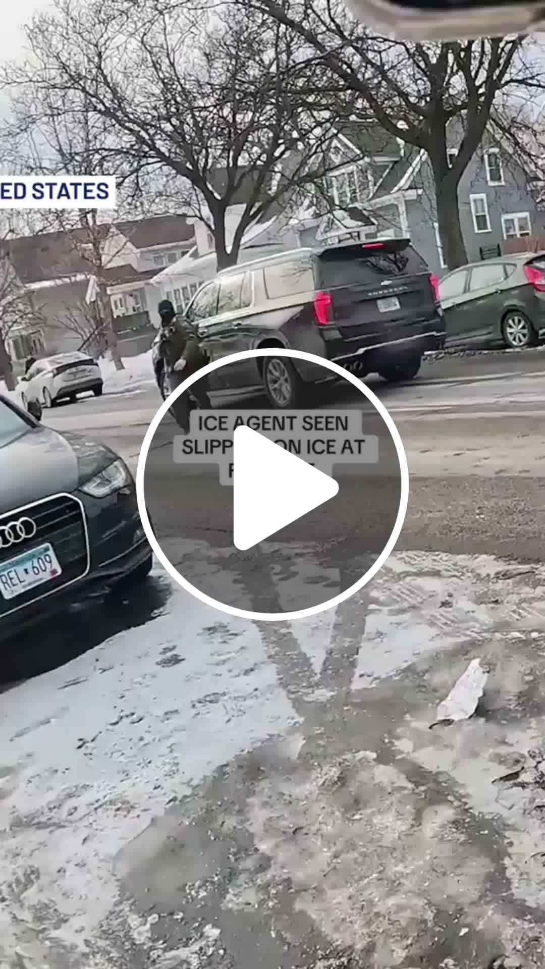 ICE agent Slips on Ice,Imagine that 🤣 #funnyvideos - NewsBreak
