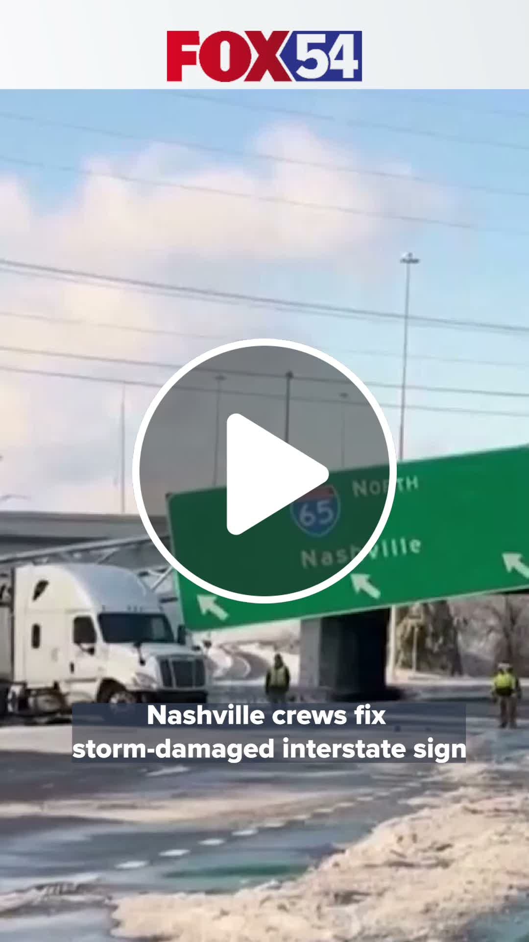 Interstate sign falls onto semi in Nashville - NewsBreak