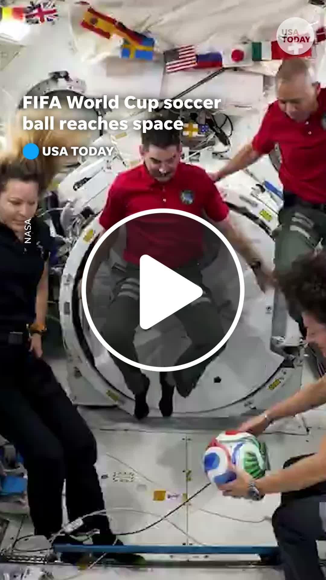 FIFA World Cup soccer ball floats into orbit aboard ISS. See NASA video ...