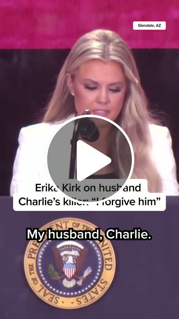 Erika Kirk speaks at her husband Charlie Kirk’s memorial, saying ...