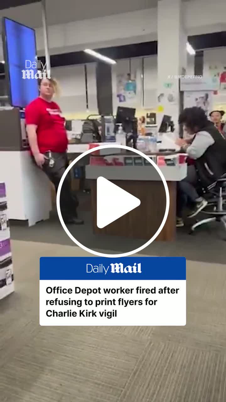 An employee at a Michigan Office Depot was fired after allegedly refusing to print posters for a ...