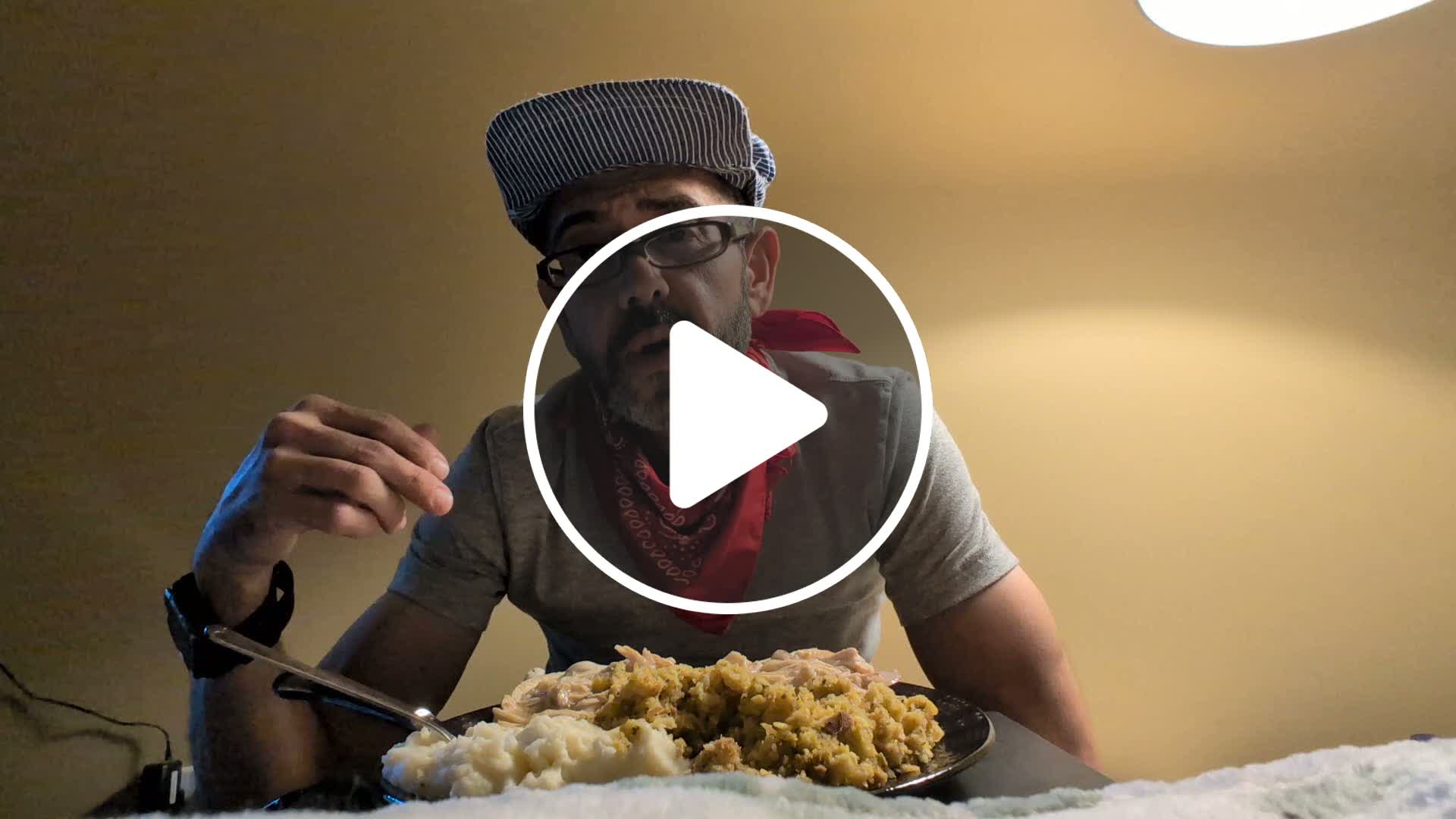 ASMR. Eating Chicken With Gravy Sandwiches, Stuffing And Mashed ...