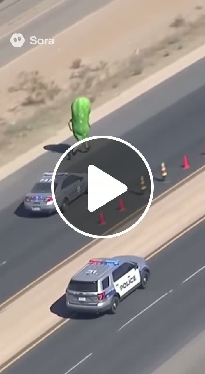 Pickle man in costume running out from police 👮 🥒#police #chase # ...