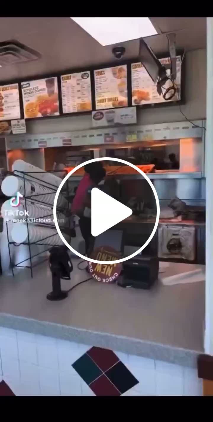 Lady ignores employees and goes behind the counter to serve herself ...