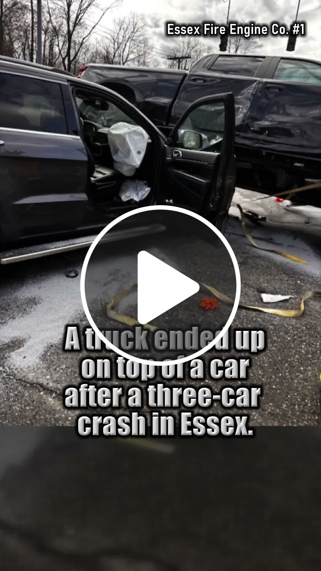 Truck lands on top of car after crash in Essex - NewsBreak