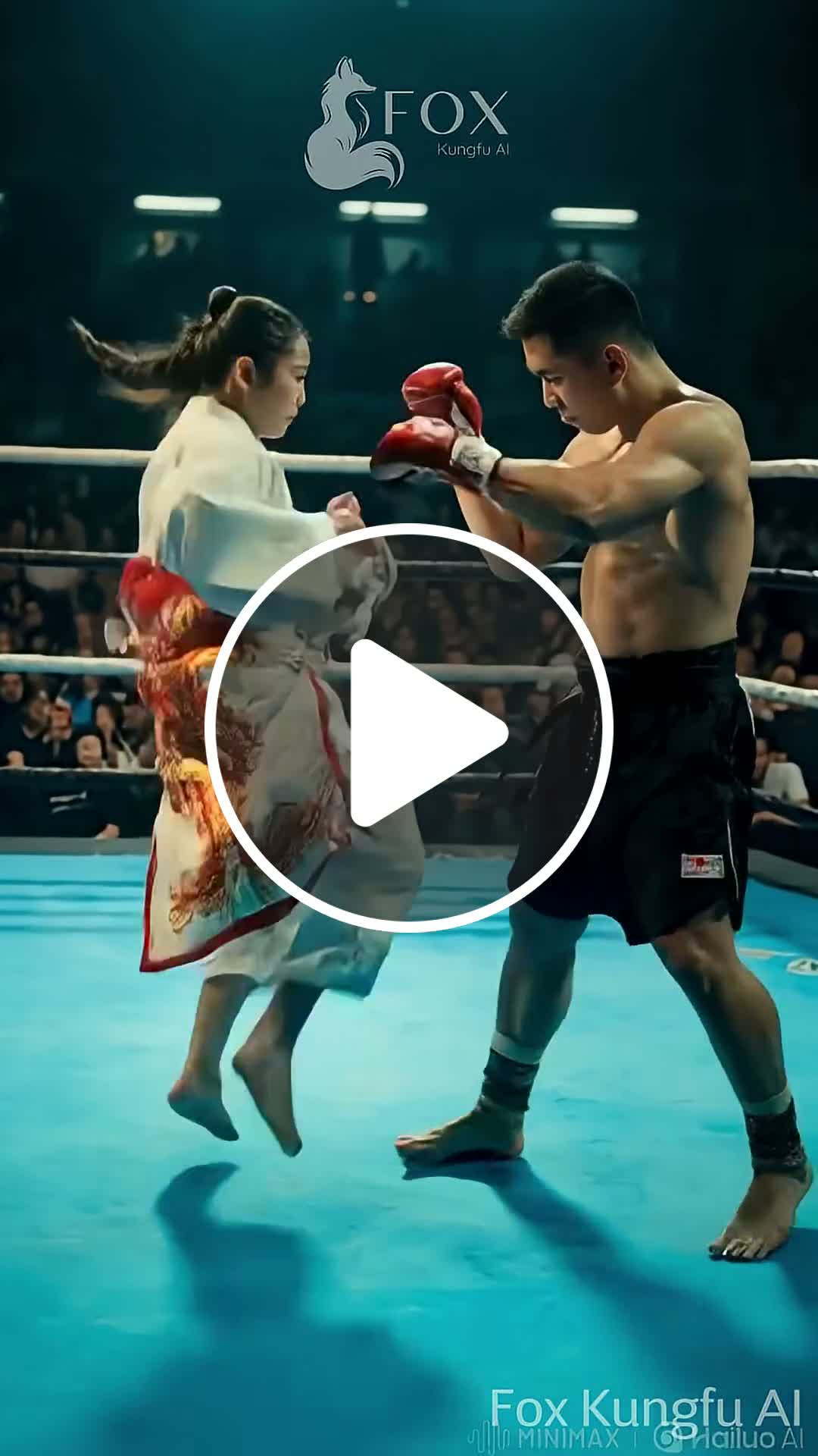 AI-generated. Kung Fu Fox Knocks Out Fighter! 🥋💥 #ai#kungfu#knockout ...