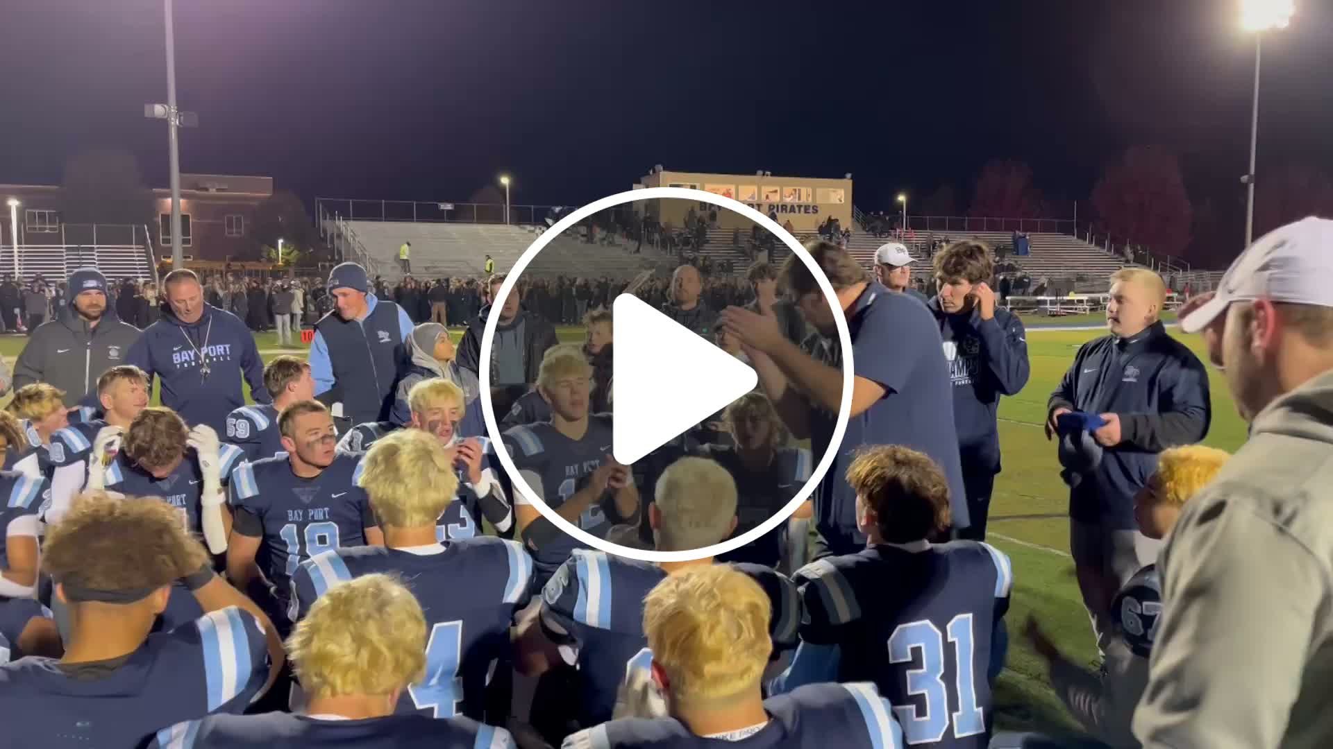 Bay Port football coach Steven Jorgensen speaks to his team after a 41 ...