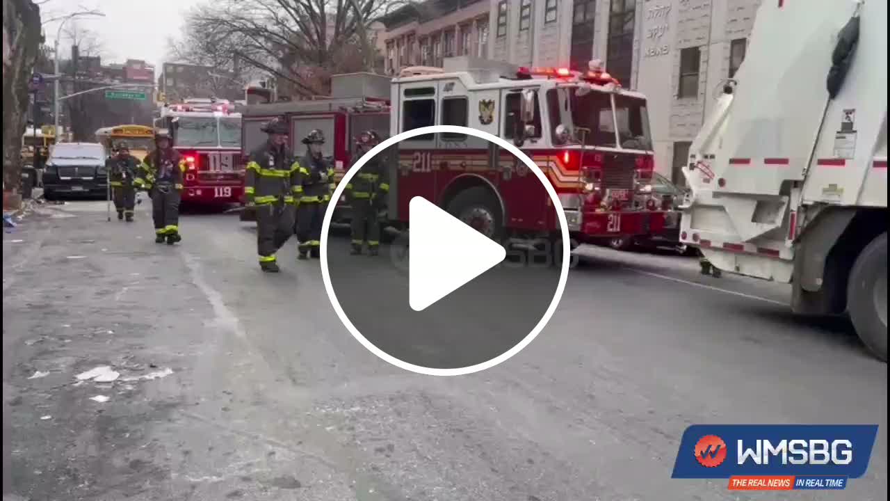 FDNY⁩ and ⁦@NYPD90Pct⁩ are on scene for an accident involving a Garbage ...