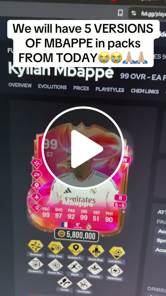 We will have 5 VERSIONS OF MBAPPE in packs FROM TODAY eafc eafc25 ...