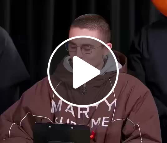 Timothée Chalamet asks a kid if he’s seen his Wonka movie.The kid talks ...