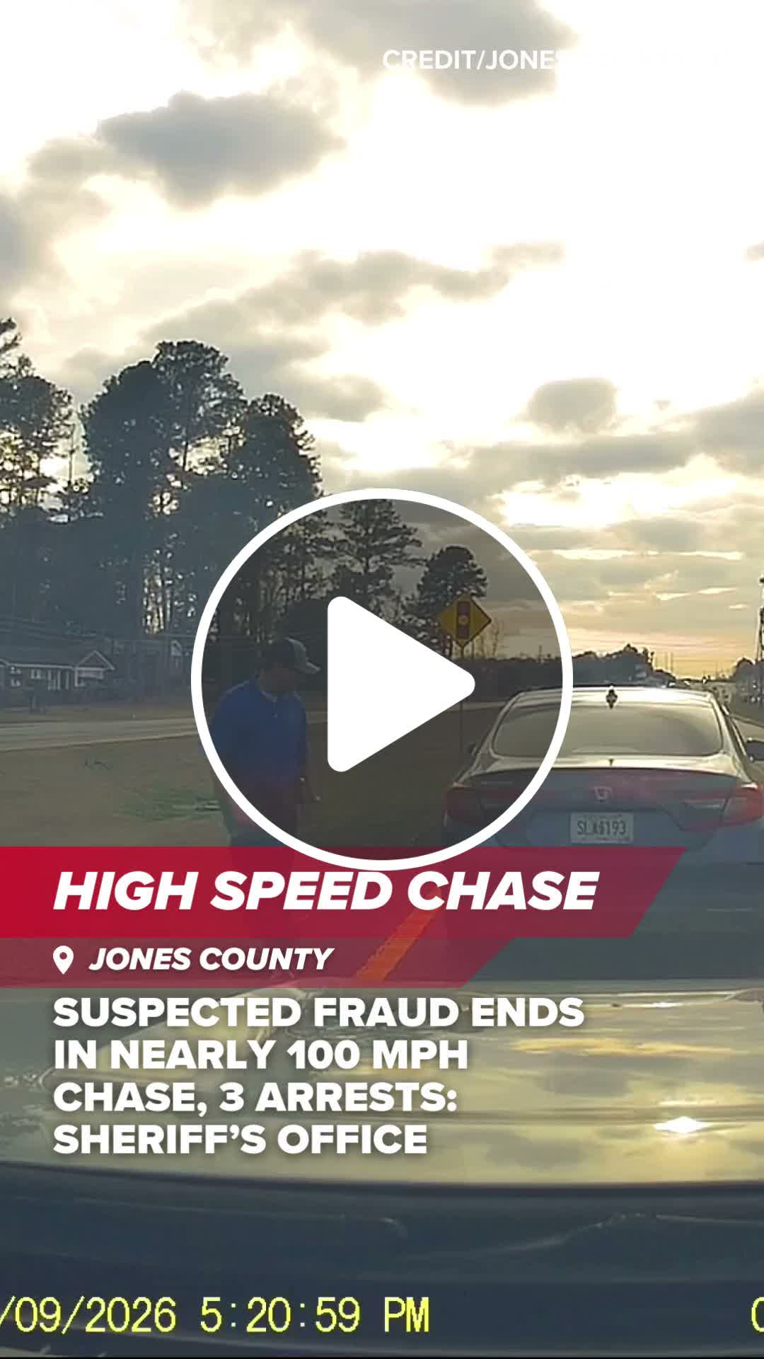 WATCH: Suspected fraud ends in nearly 100 mph chase in Jones County, 3 ...