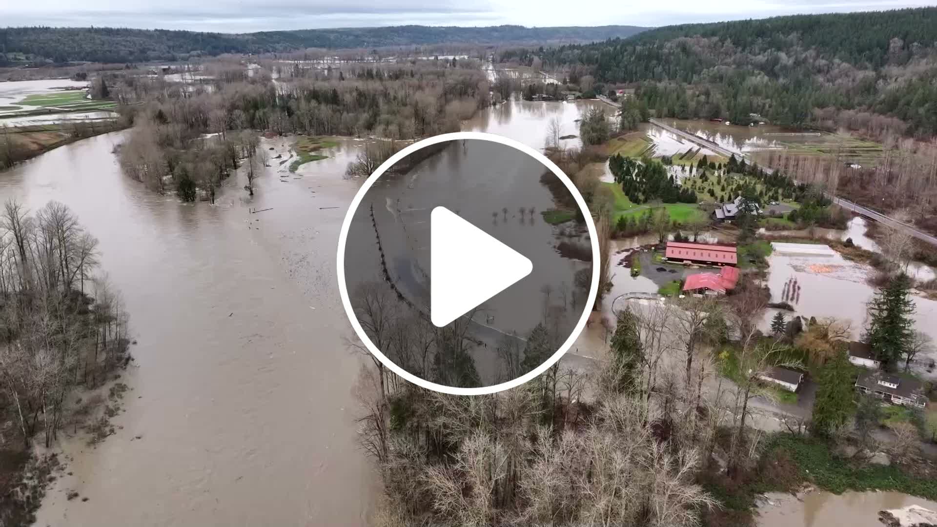 Drone video shows damage from flooding in Washington state - NewsBreak