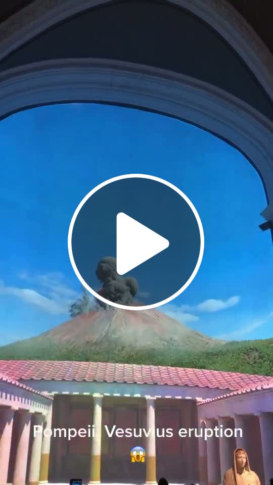 A rendering of the eruption of Mt Vesuvius in 79 AD which buried the ...