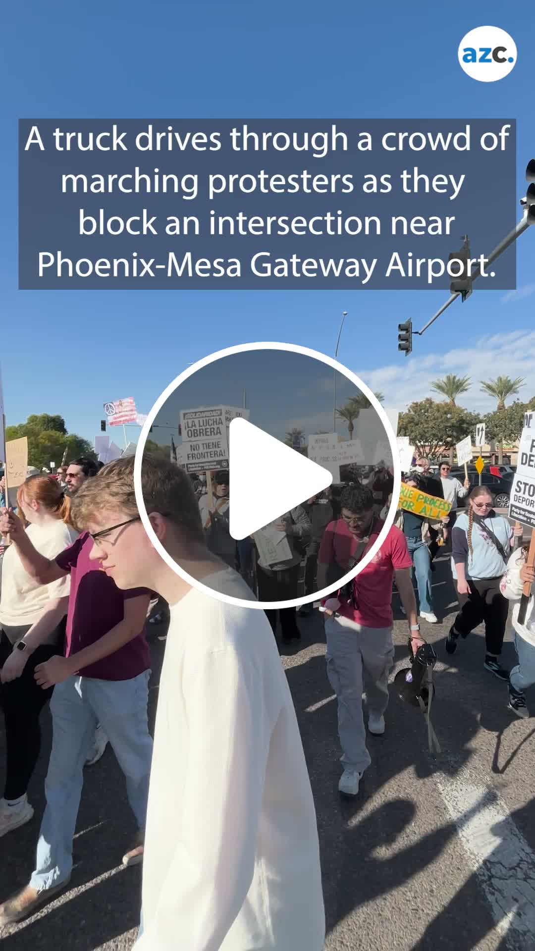 People march on Mesa-Gateway Airport to decry ICE deportation flights ...