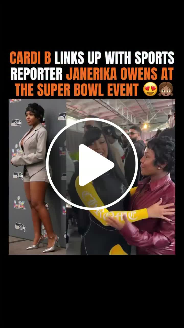 Cardi B links up with sports reportet janerika Owens at the super bowl ...
