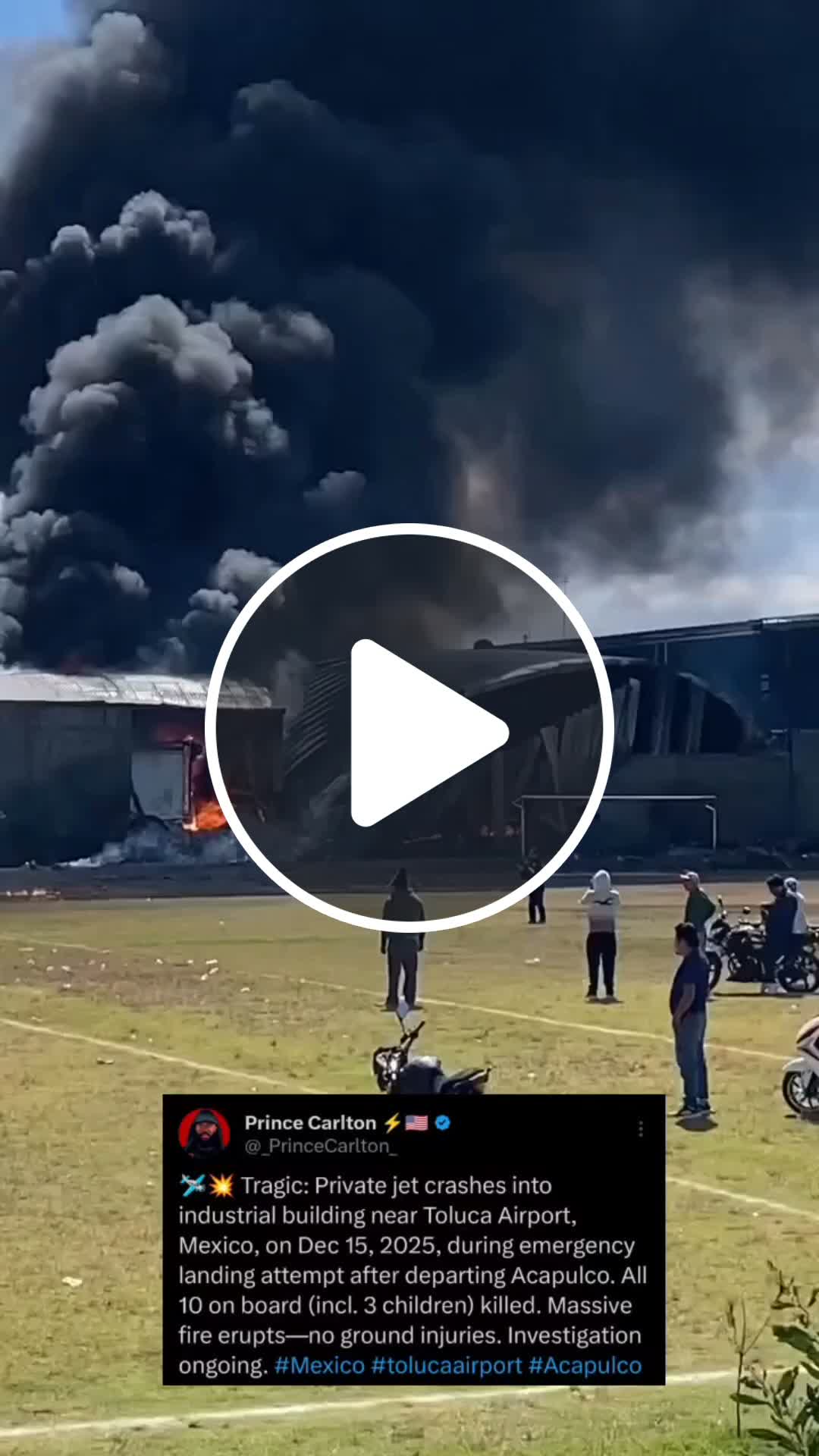 PRIVATE JET CRASHES IN MEXICO NEAR TOLUCA AIRPORT, KILLING ALL 10 ON ...