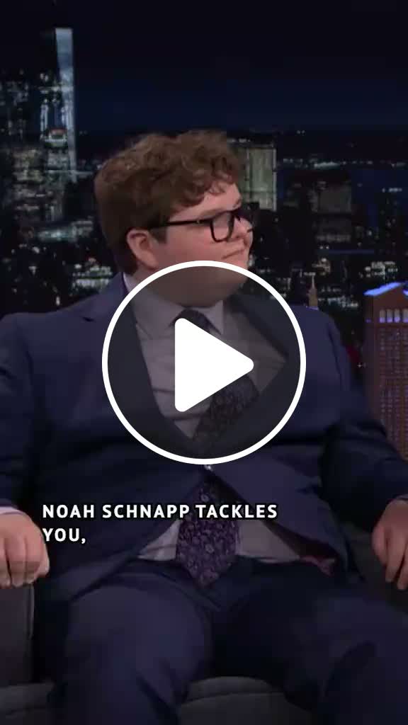 Jake Connelly reacts to Noah Schnapp accidentally tackling him while ...