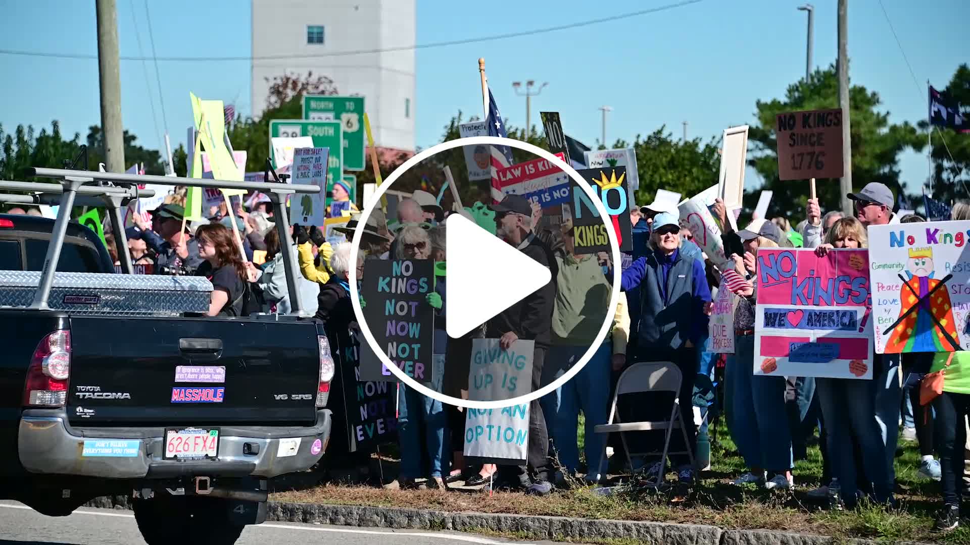 'No Kings' rally in Hyannis draws a big crowd at the Airport Rotary on ...