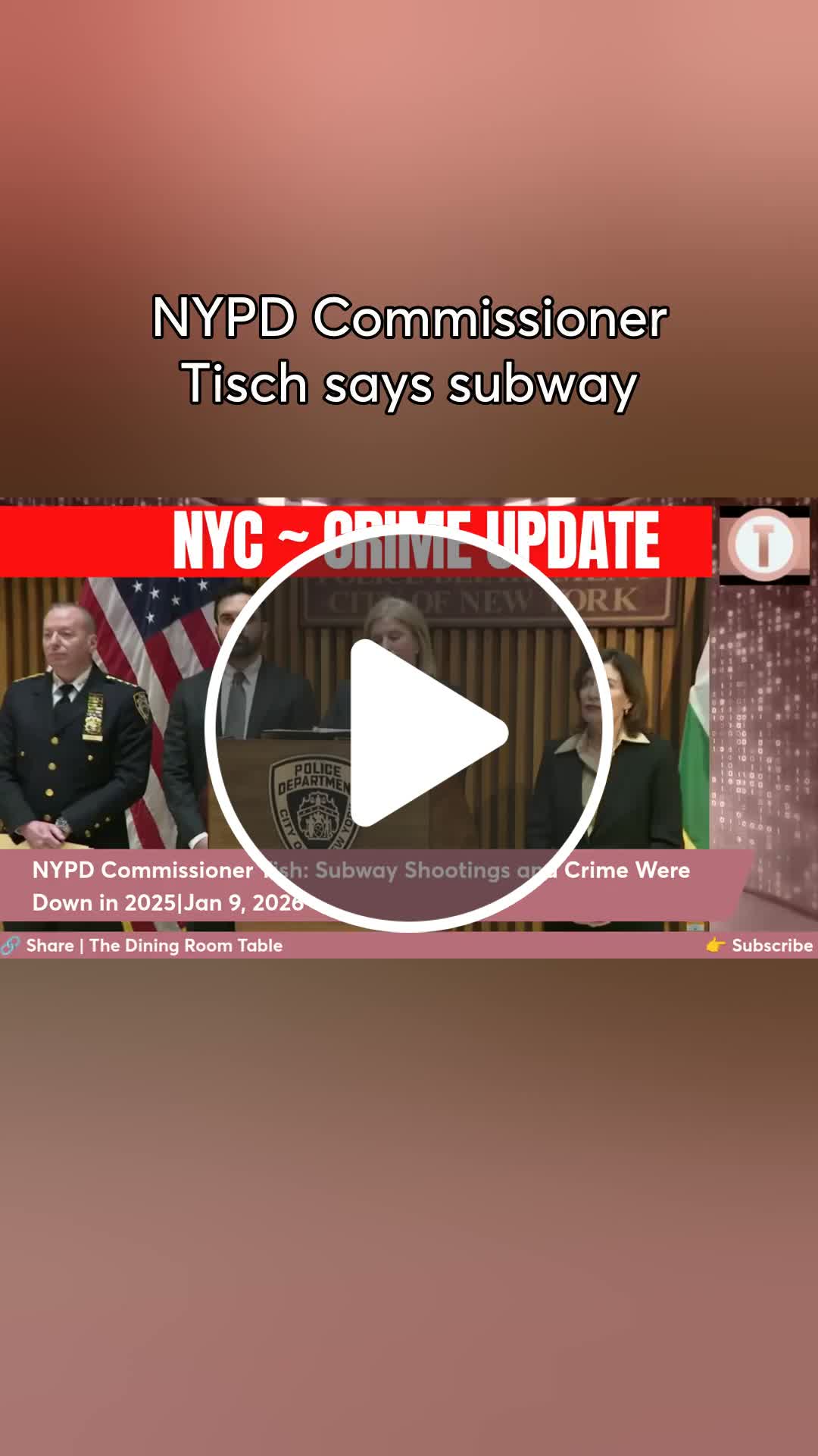 NYPD Commissioner Tisch says Subway crime was down in 2025 #a #trump # ...