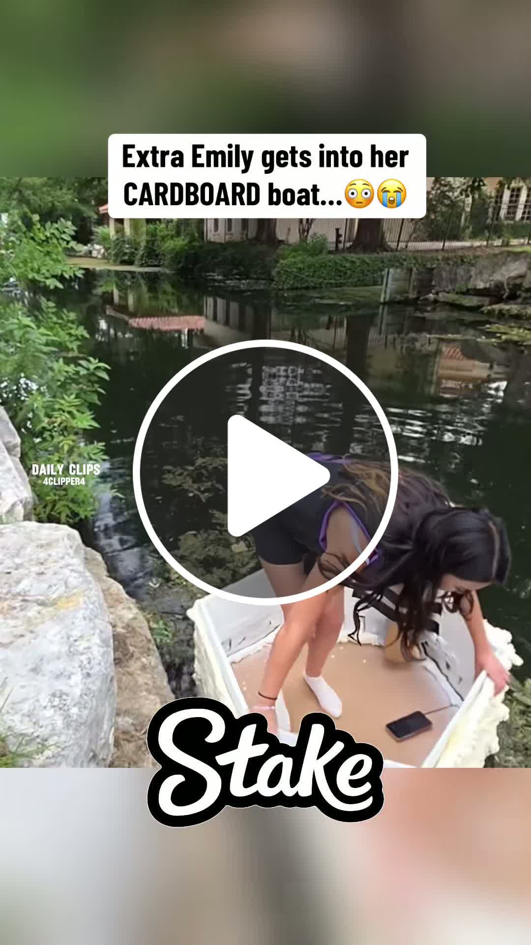 Extra Emily gets into her CARDBOARD boat…😳😭 | Daily Clips | #extraemily ...