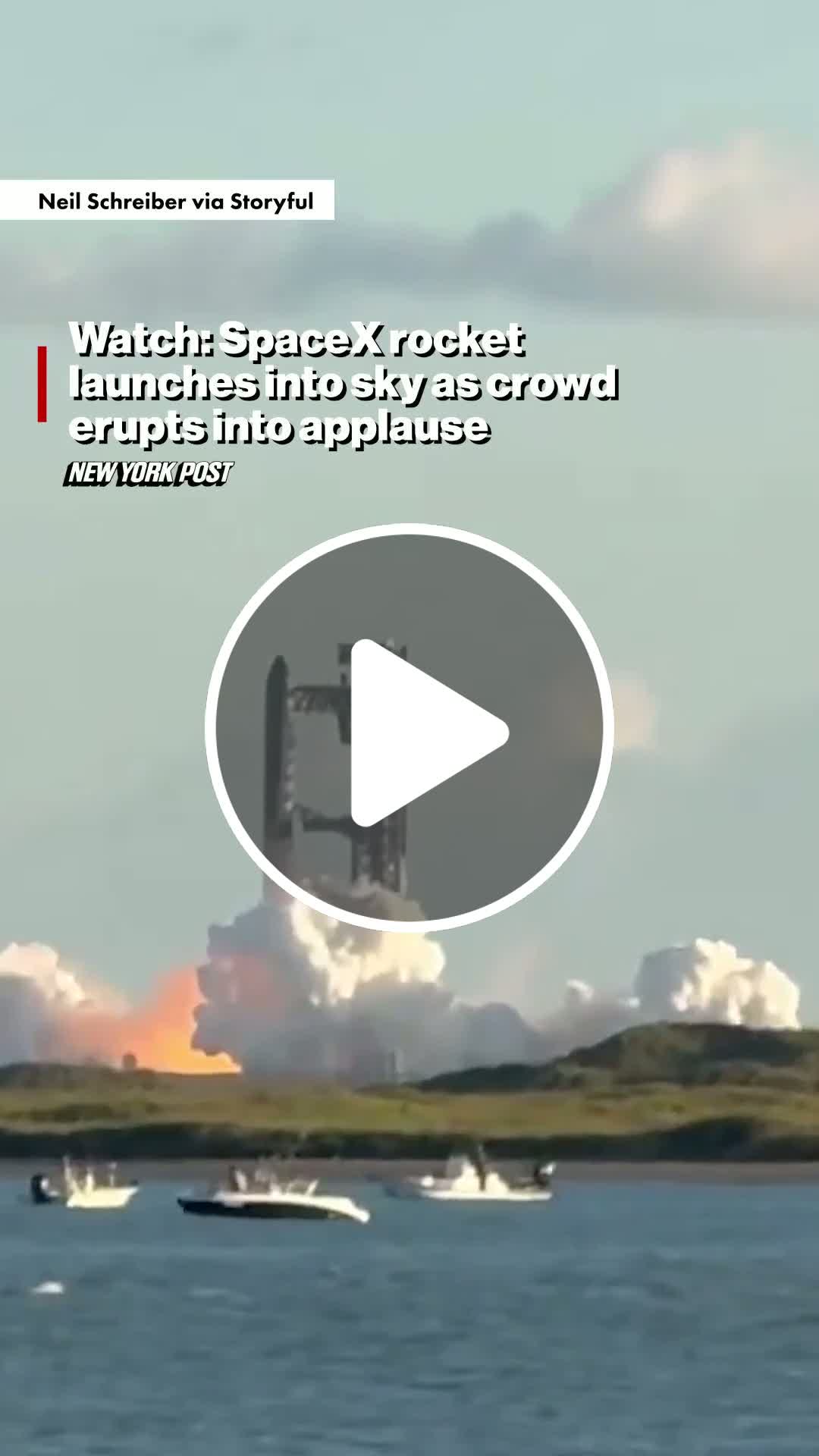 Watch: SpaceX rocket launches into sky as crowd erupts into applause ...