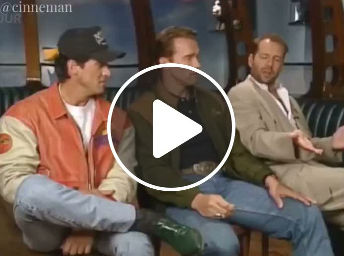 Sylvester Stallone, Arnold Schwarzenegger, and Kevin Costner being ...
