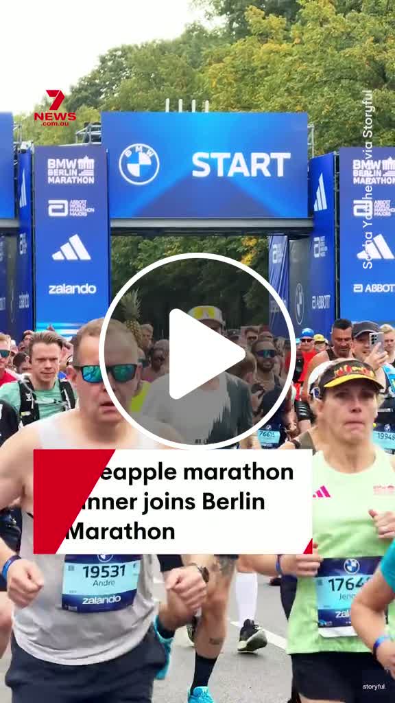 A man famed for running marathons with a pineapple on his head joined ...