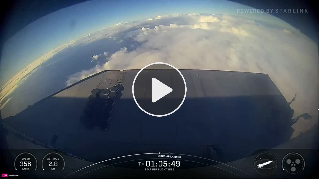 SpaceX Starship's second stage gently lands upright in Indian Ocean ...