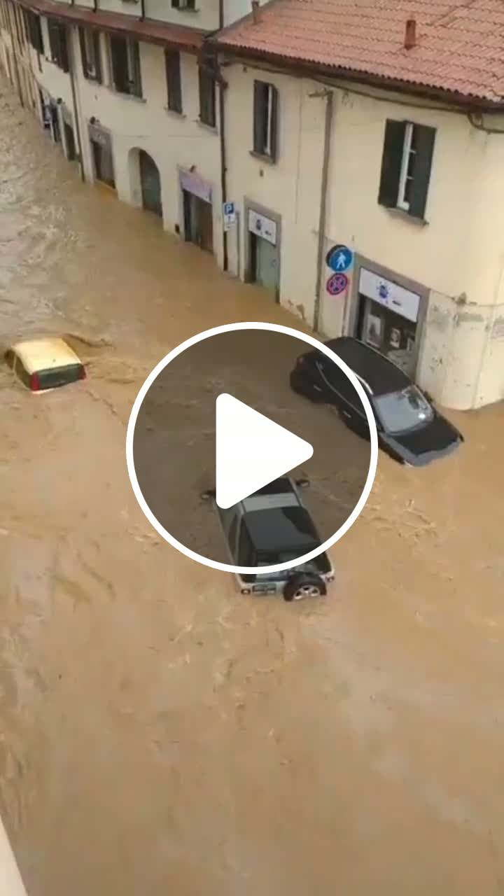 Massive flooding from river overflow - Meda, Lombardy, Italy ...